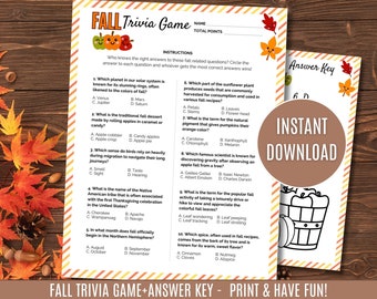 Printable Fall Trivia Game, Autumn Trivia Quiz, Autumn Activities for ...