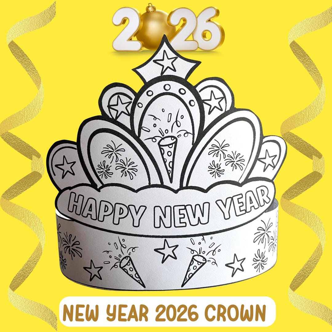 Happy New Year 2026 Crown, New Years Party Paper Crown Craft, Paper Hat ...