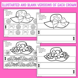 Derby Party Coloring Paper Hats for Girls, Printable Flower Derby Hats ...