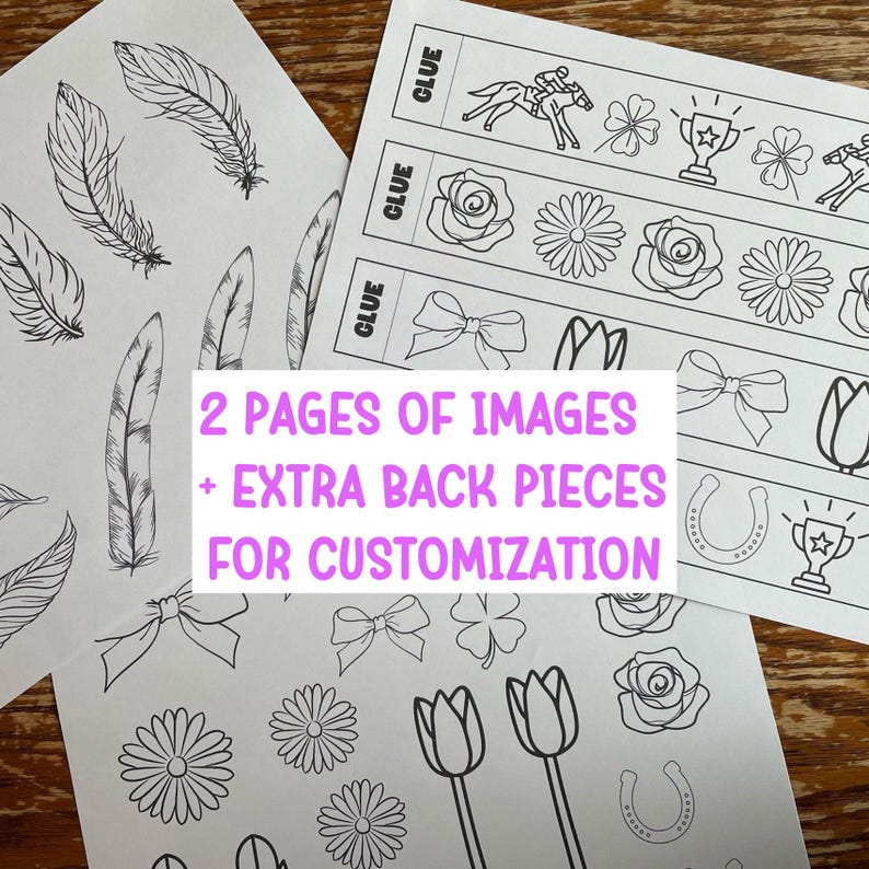 Derby Party Coloring Paper Hats for Girls, Printable Flower Derby Hats ...