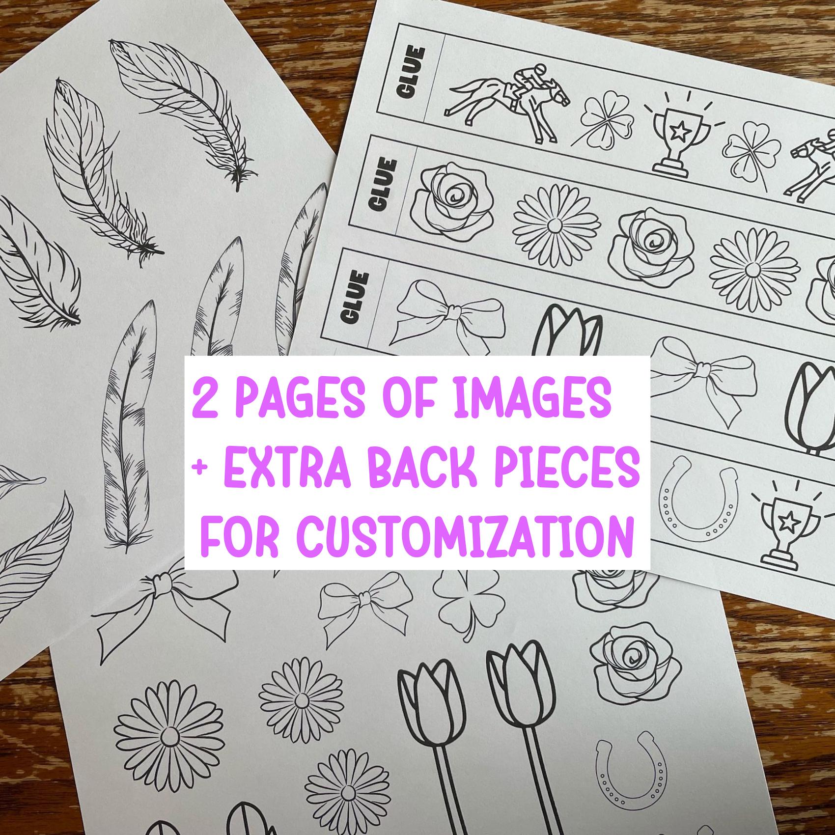 Derby Party Coloring Paper Hats for Girls, Printable Flower Derby Hats ...