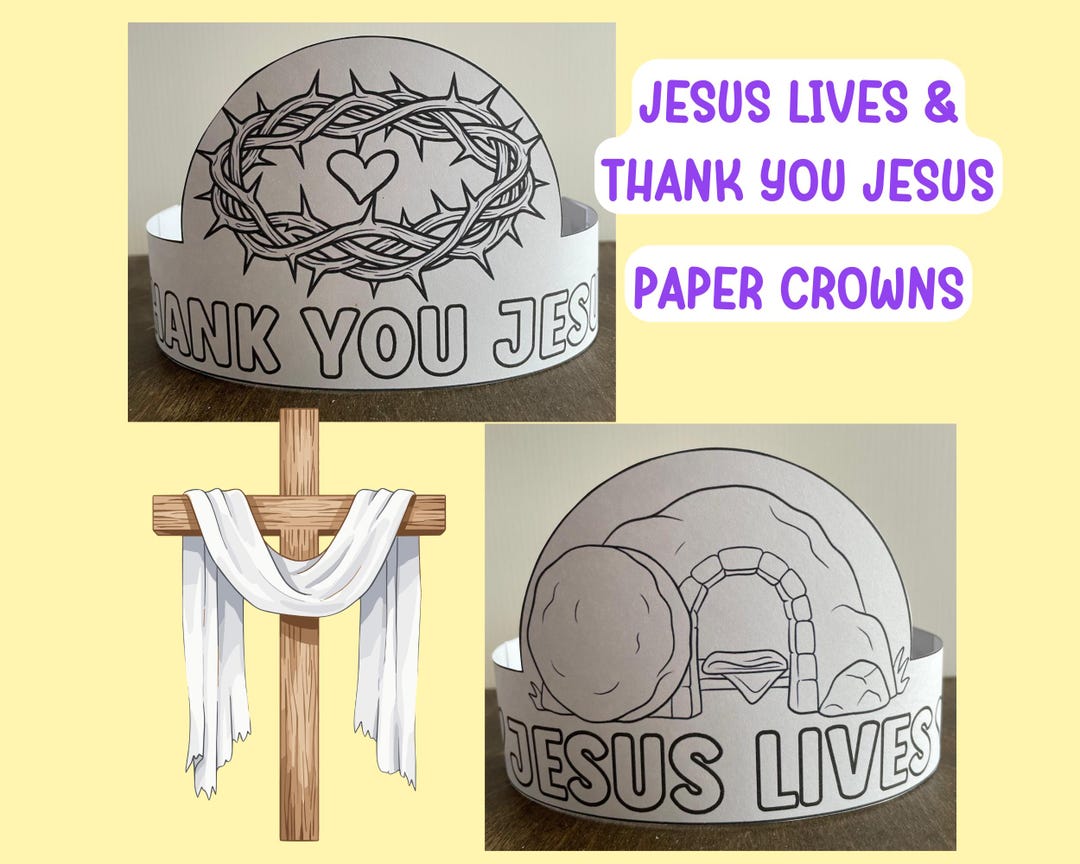 Christian Easter Paper Crown Craft He is Risen Coloring Crown Spring ...