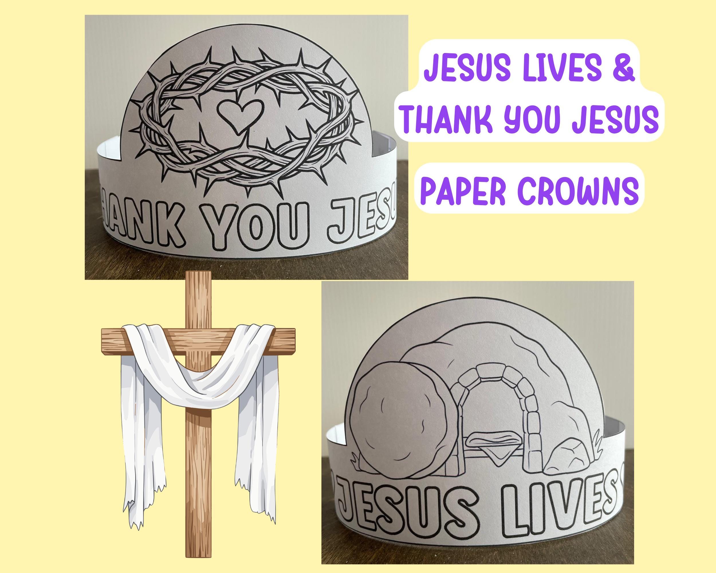 Christian Easter Paper Crown Craft He is Risen Coloring Crown Spring ...