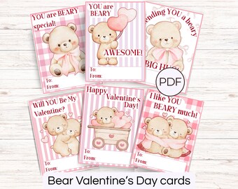 Teddy Bear Valentine Day Cards Preschool Printable Classroom Bear Lover ...