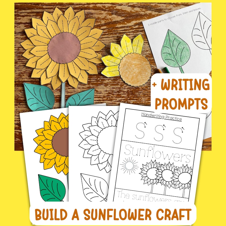 Build a Sunflower Paper Craft for Kids, Sunflower Writing Prompts ...