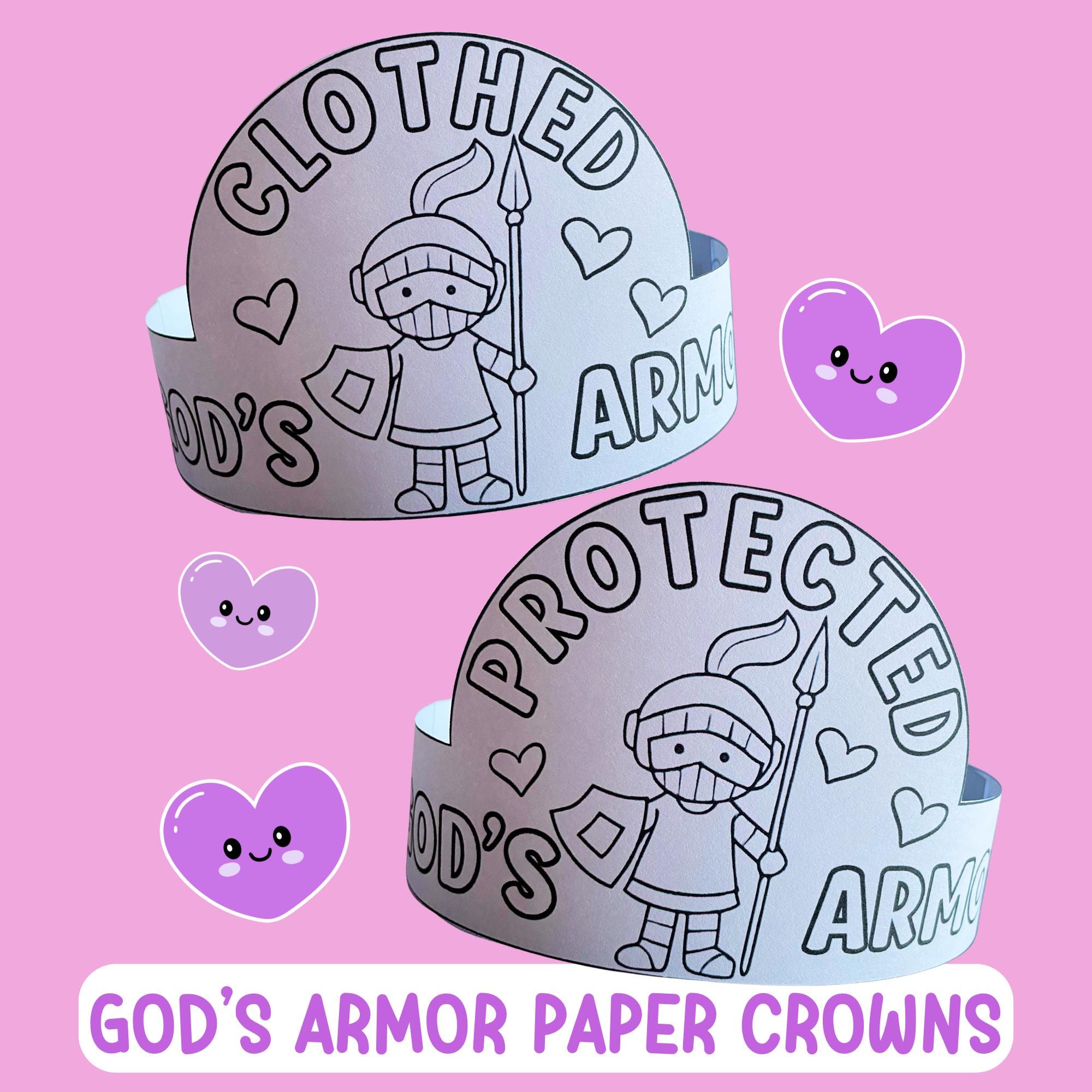 Armor of God Coloring Page Paper Crown Craft Activity Sunday School ...