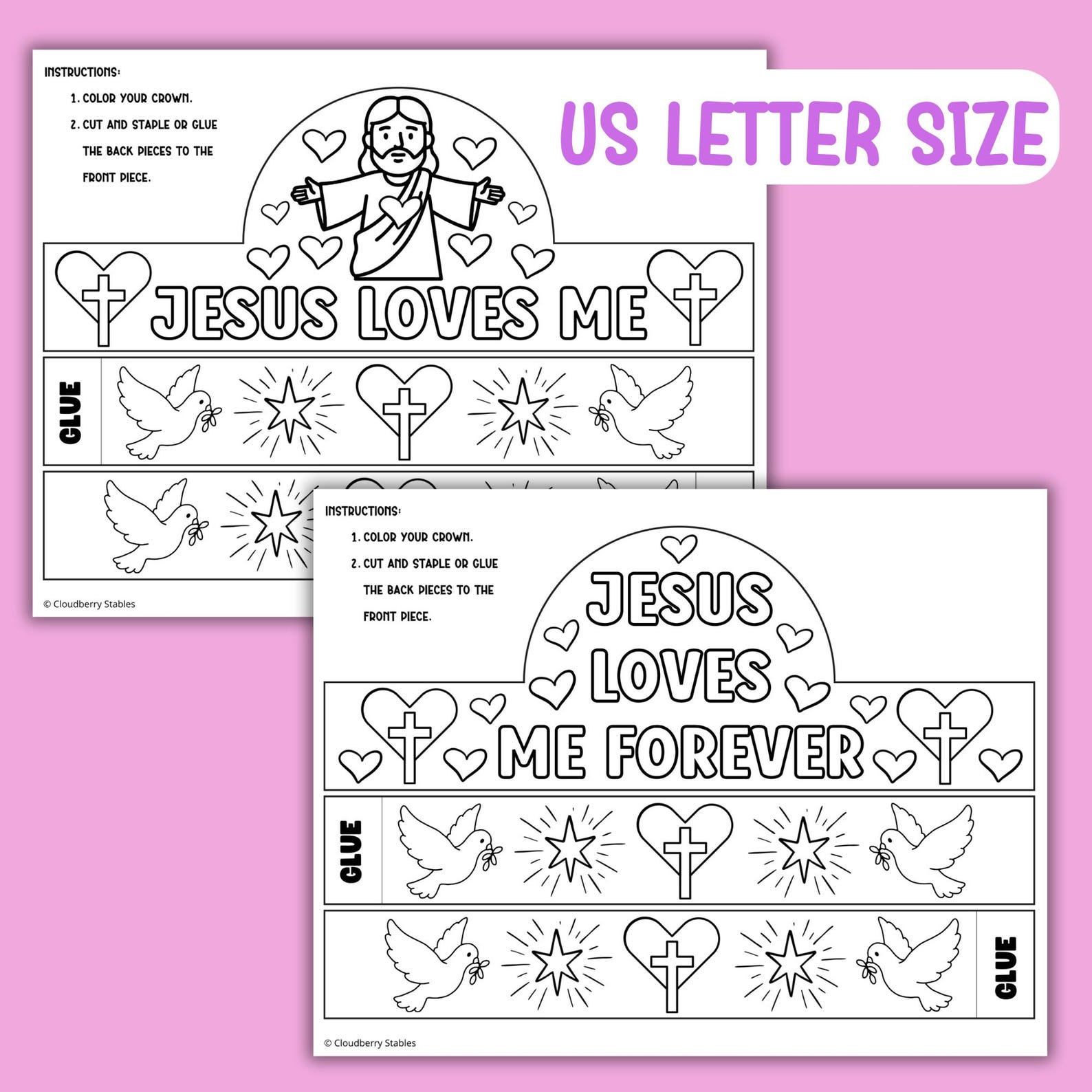 Jesus Loves Me Christian Coloring Page Paper Crown Holy Week Craft ...