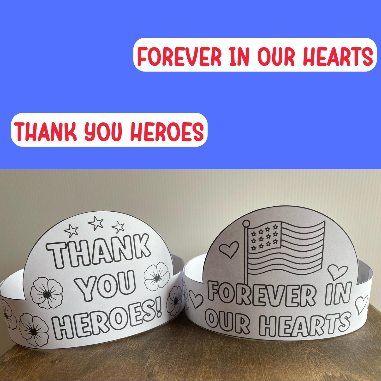 Memorial Day Coloring Crown Paper Craft Activity for Kids, Memorial Day ...