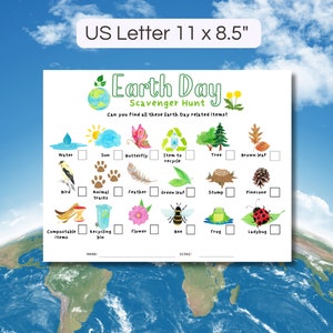 Earth Day Scavenger Hunt Game for Kids Outdoor Scavenger Hunt Earth Day ...
