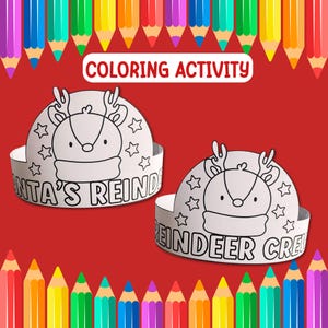 Christmas Coloring Paper Crown Craft Activity Preschool Kindergarten ...