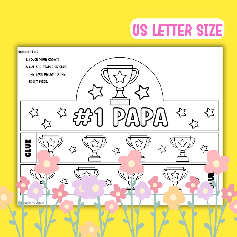Grandparents Day Crown Coloring Craft Activity, Father's Day Grandpa ...