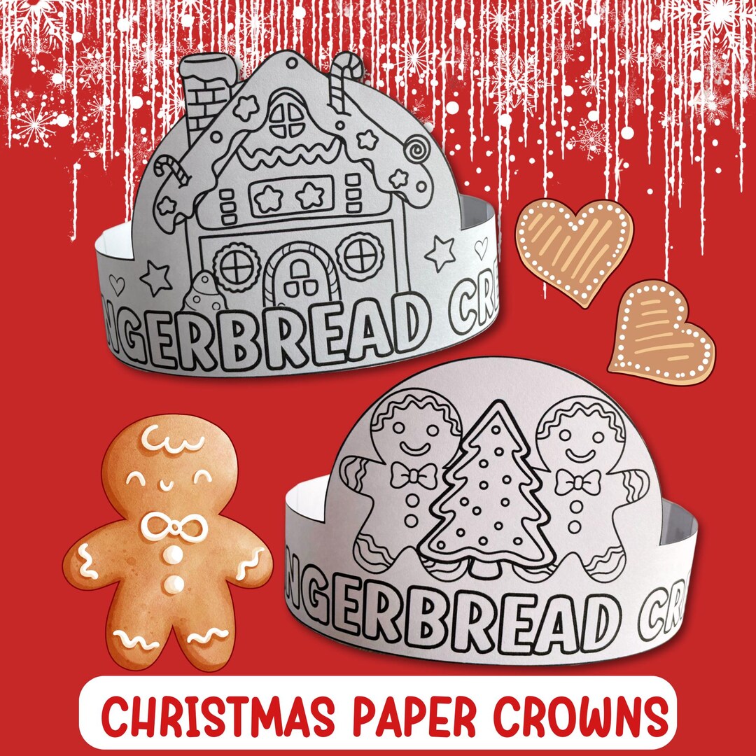 Christmas Gingerbread Coloring Paper Crown Craft Activity Preschool ...