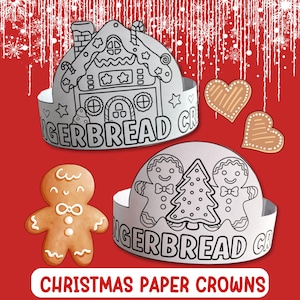 Christmas Gingerbread Coloring Paper Crown Craft Activity Preschool ...