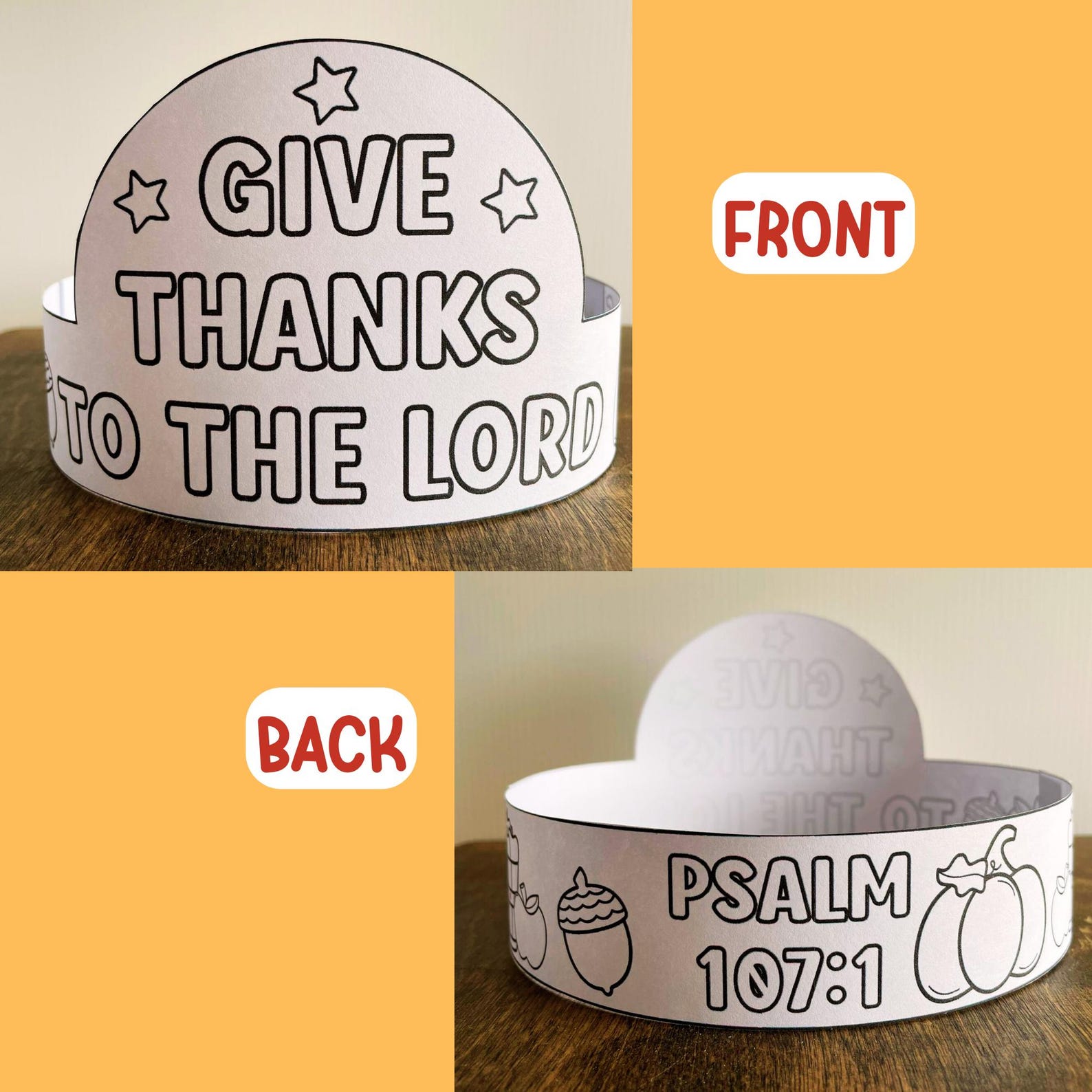 Thanksgiving Coloring Crown for Kids, Printable Christian Fall Hat ...