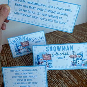 Snowman Soup Treat Bag Topper Printable Gift Labels, Hot Chocolate Tag ...