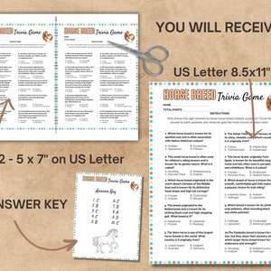 Printable Horse Breed Trivia Game, Equestrian Trivia, Equestrian ...
