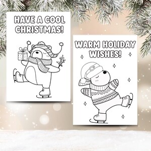 Christmas Coloring Cards for Kids Winter Holiday Coloring Cards ...