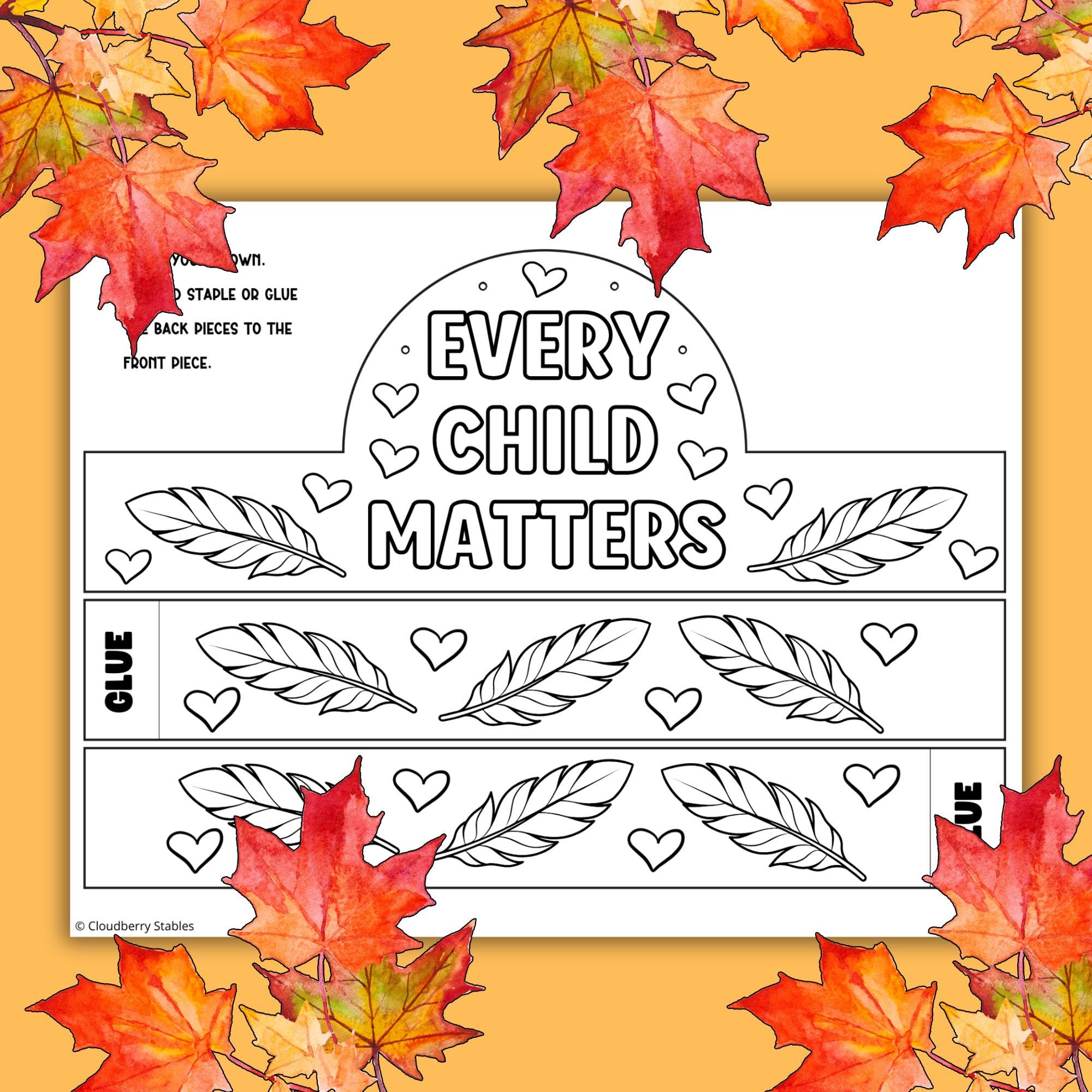 Orange Shirt Day Coloring Crown for Kids, Printable Hat Template for ...