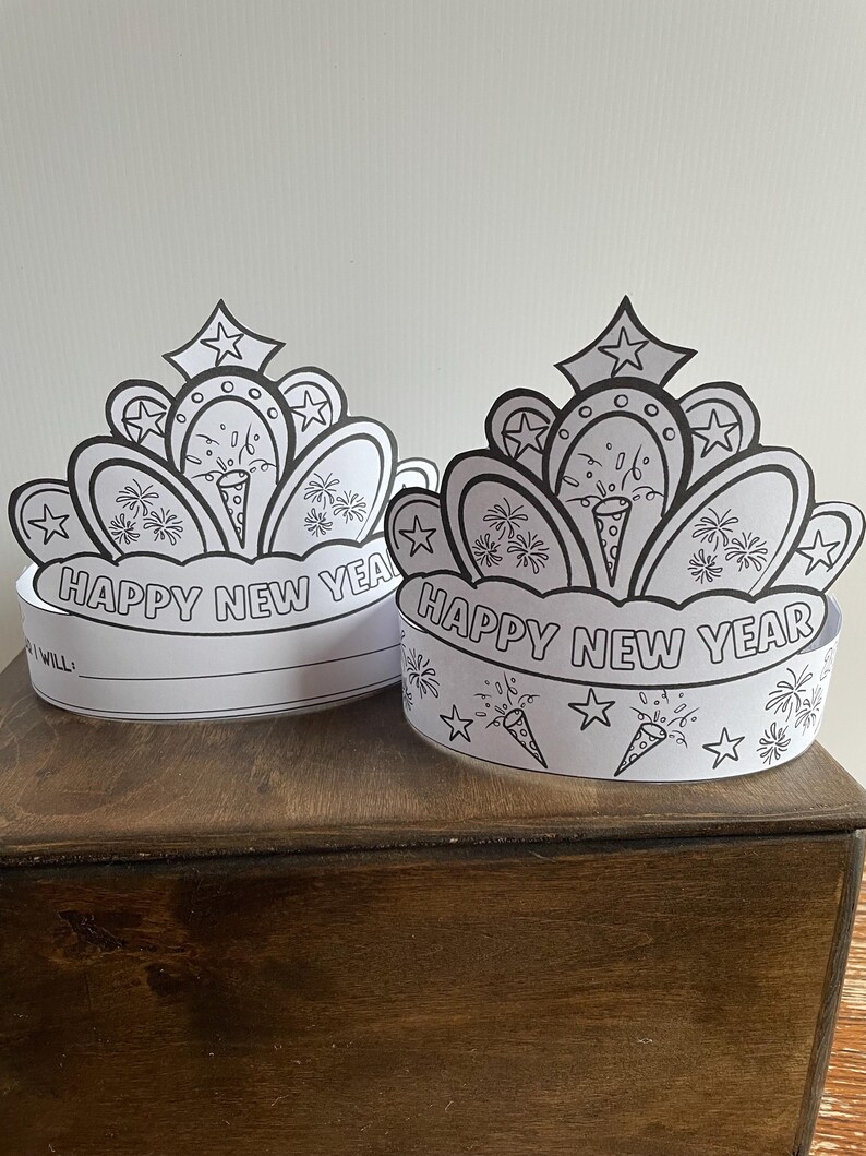 Happy New Year 2026 Crown, New Years Party Paper Crown Craft, Paper Hat ...