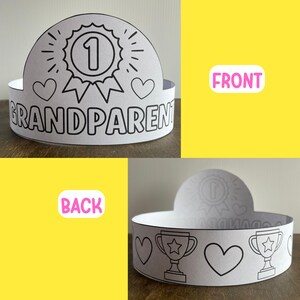 Grandparents Day Crown Coloring Craft Activity, Grandparent Paper Hat ...