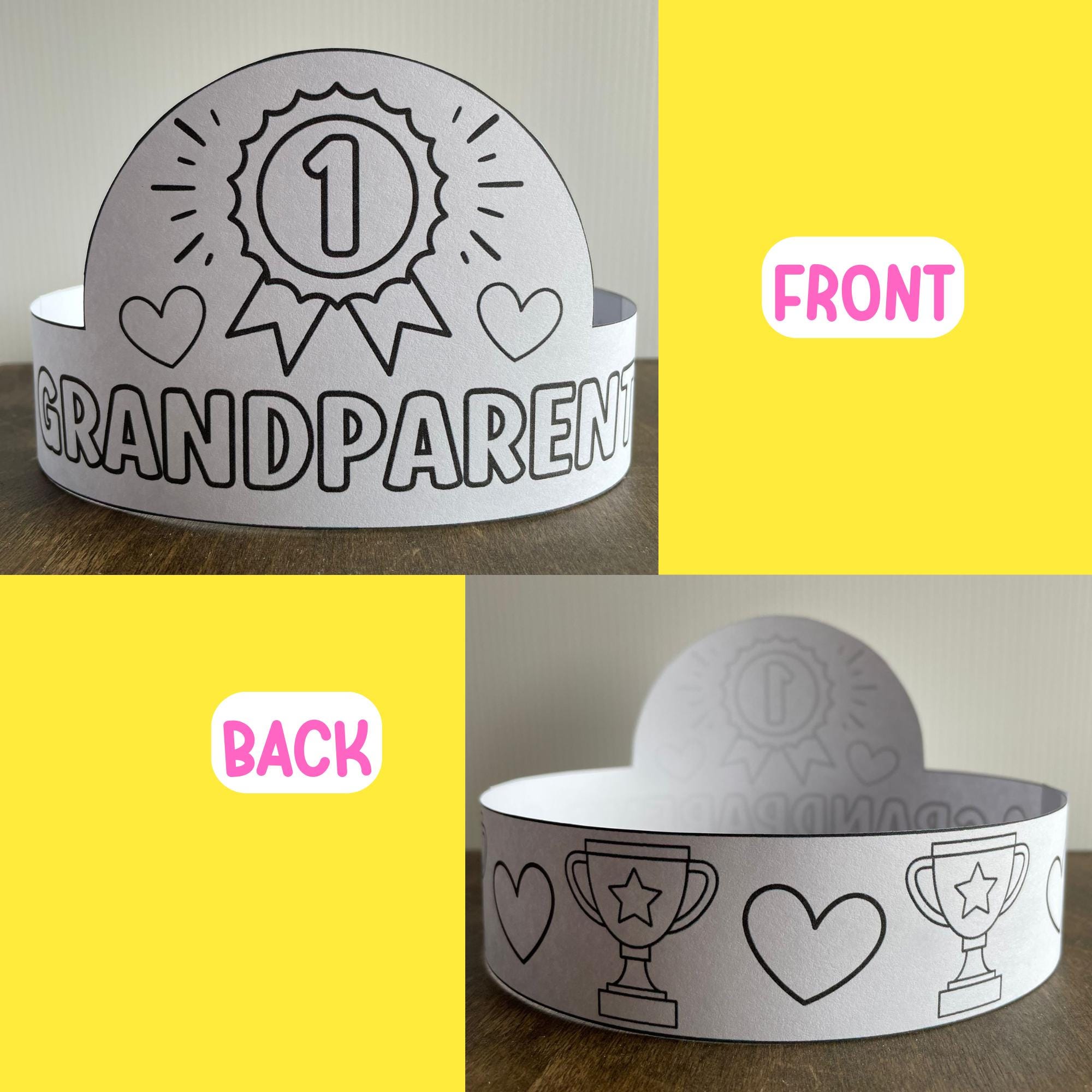 Grandparents Day Crown Coloring Craft Activity, Grandparent Paper Hat ...