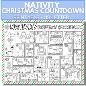 Printable Nativity Advent Bundle of Advent Cards, Nativity Activity ...