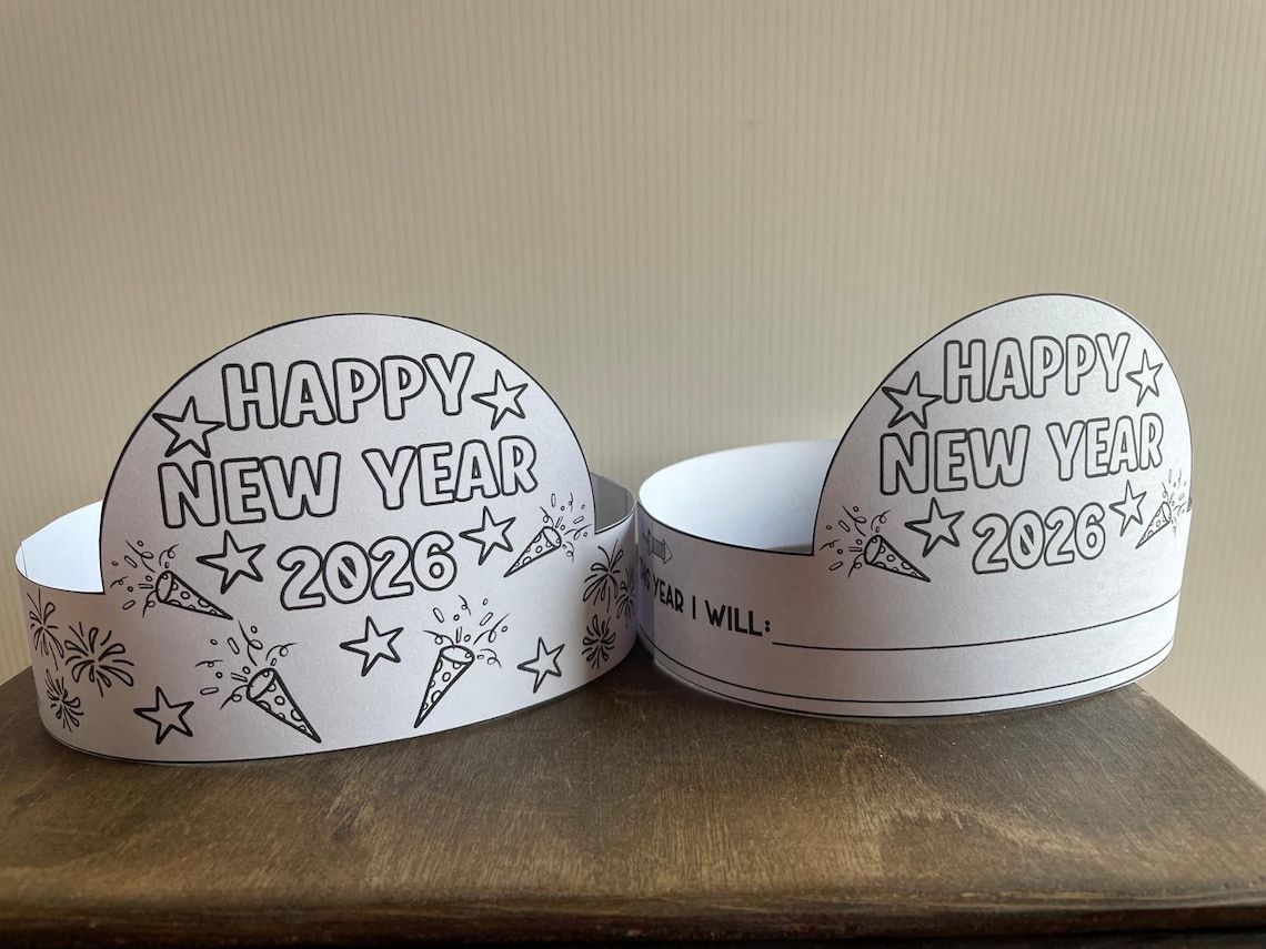 Happy New Year 2026 Crown, New Years Party Paper Crown Craft, Paper Hat ...