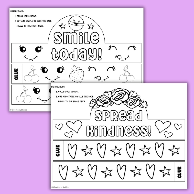 World Kindness Day Crown Coloring Craft Activity for Kids, Valentines ...