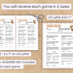 Printable Horse Trivia Game Bundle of 3: Horse Breed, Horse Color ...