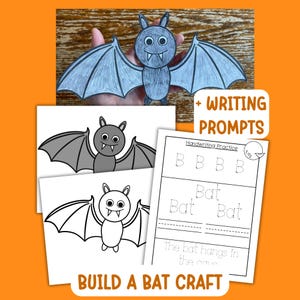 Build a Bat Paper Craft for Kids, Bat Writing Prompts Classroom Fall ...
