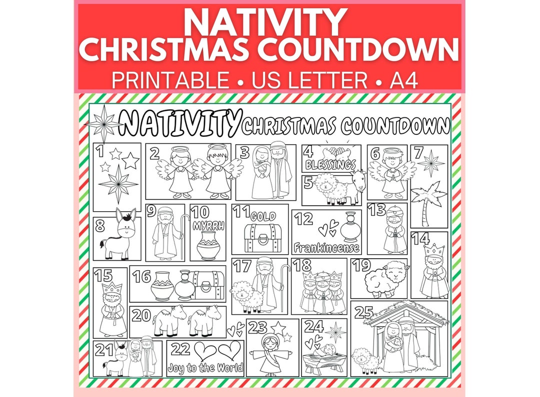 Printable Nativity Christmas Countdown Christmas Advent - Etsy
