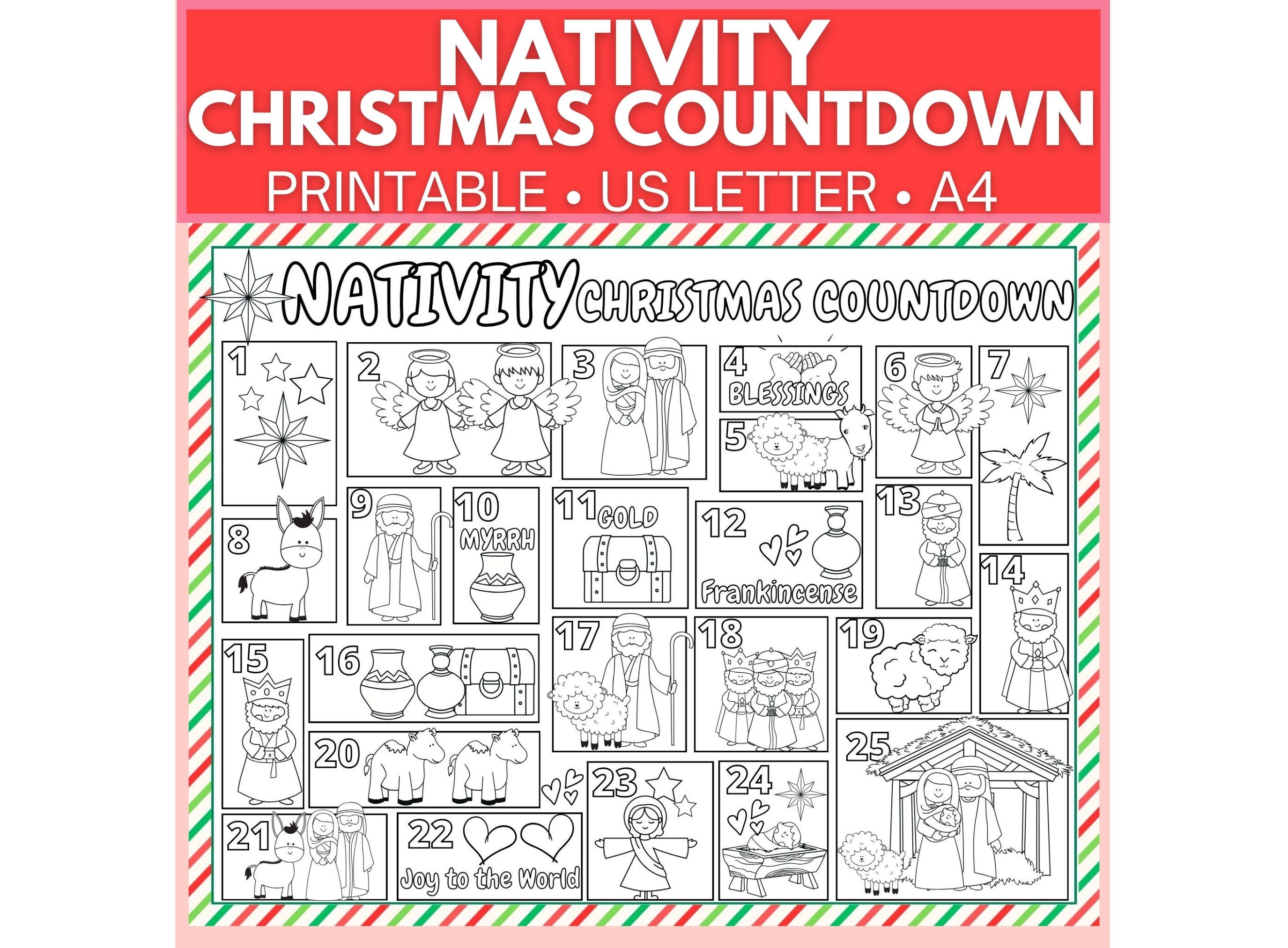 Printable Nativity Christmas Countdown Christmas Advent - Etsy