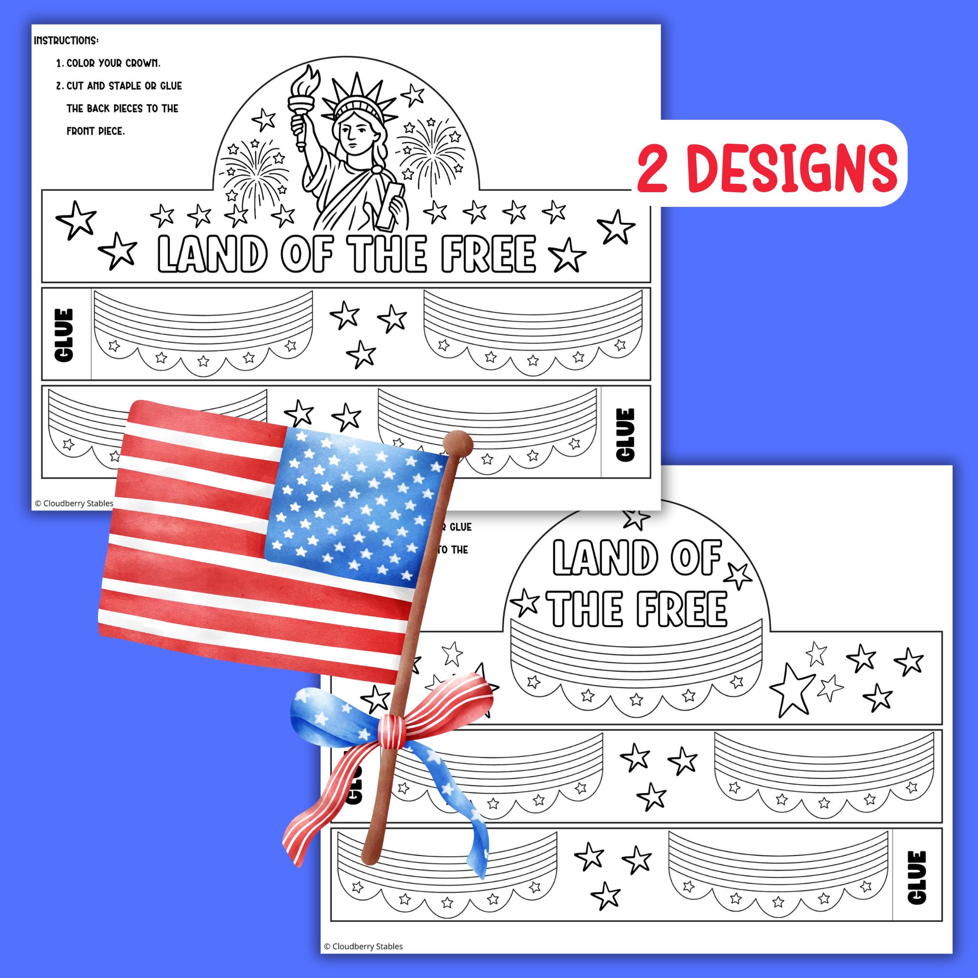 4th of July Coloring Crown Paper Craft Activity for Kids, Fourth of ...