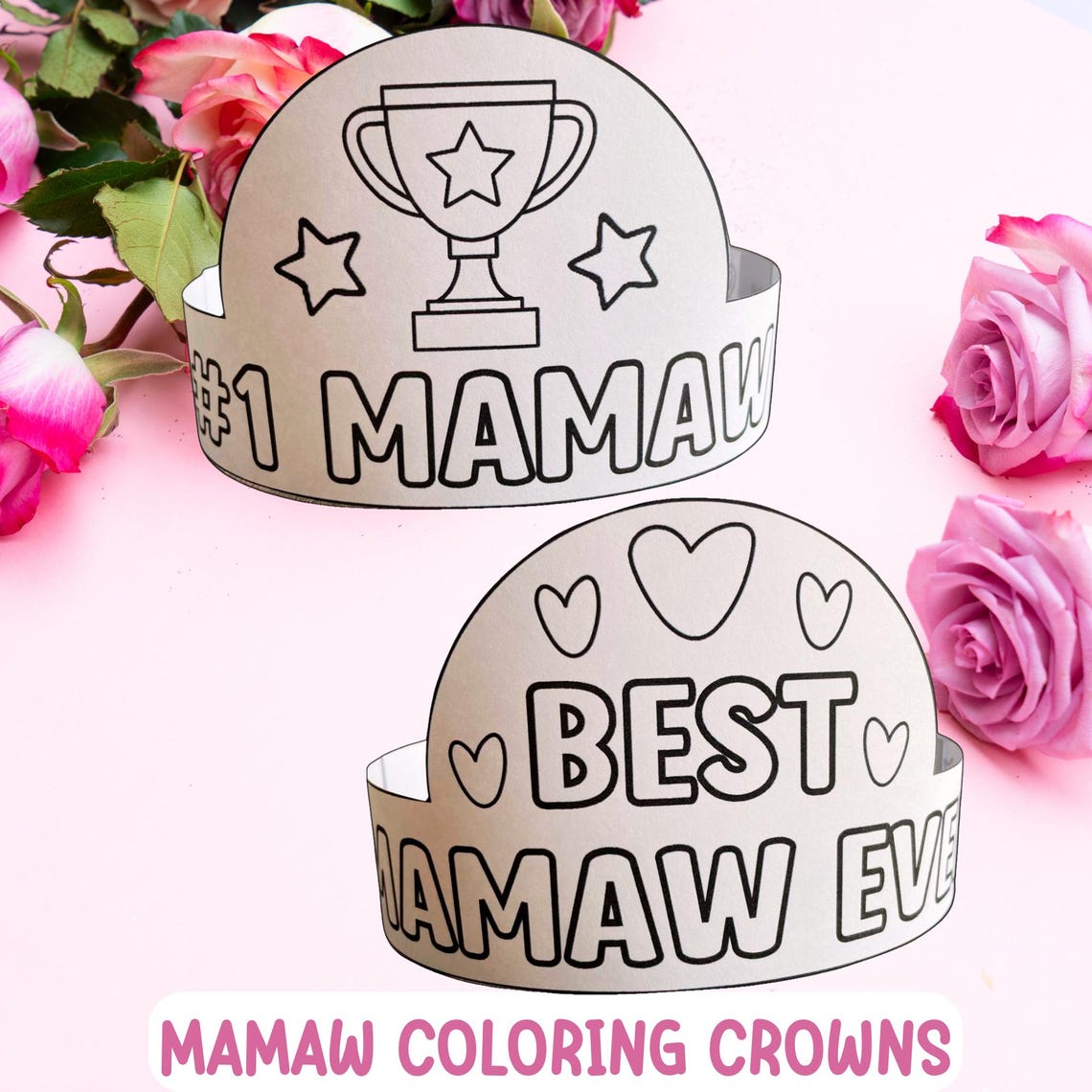 Mamaw Coloring Paper Crown Craft Mother's Day Headband Grandparents Day ...