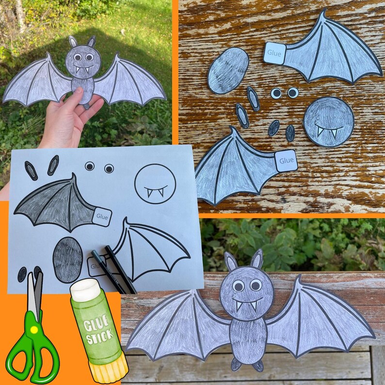 Build a Bat Paper Craft for Kids, Bat Writing Prompts Classroom Fall ...