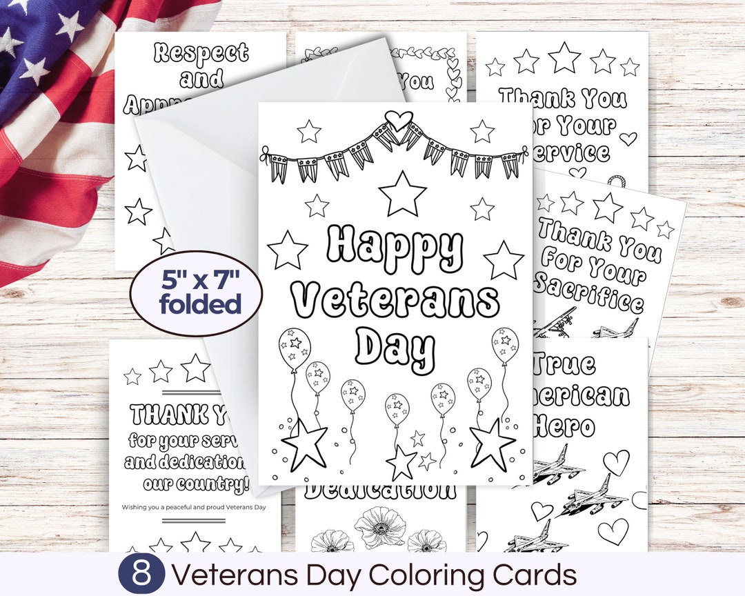 Veterans Day Coloring Cards for Kids Veterans Day Thank You Cards ...
