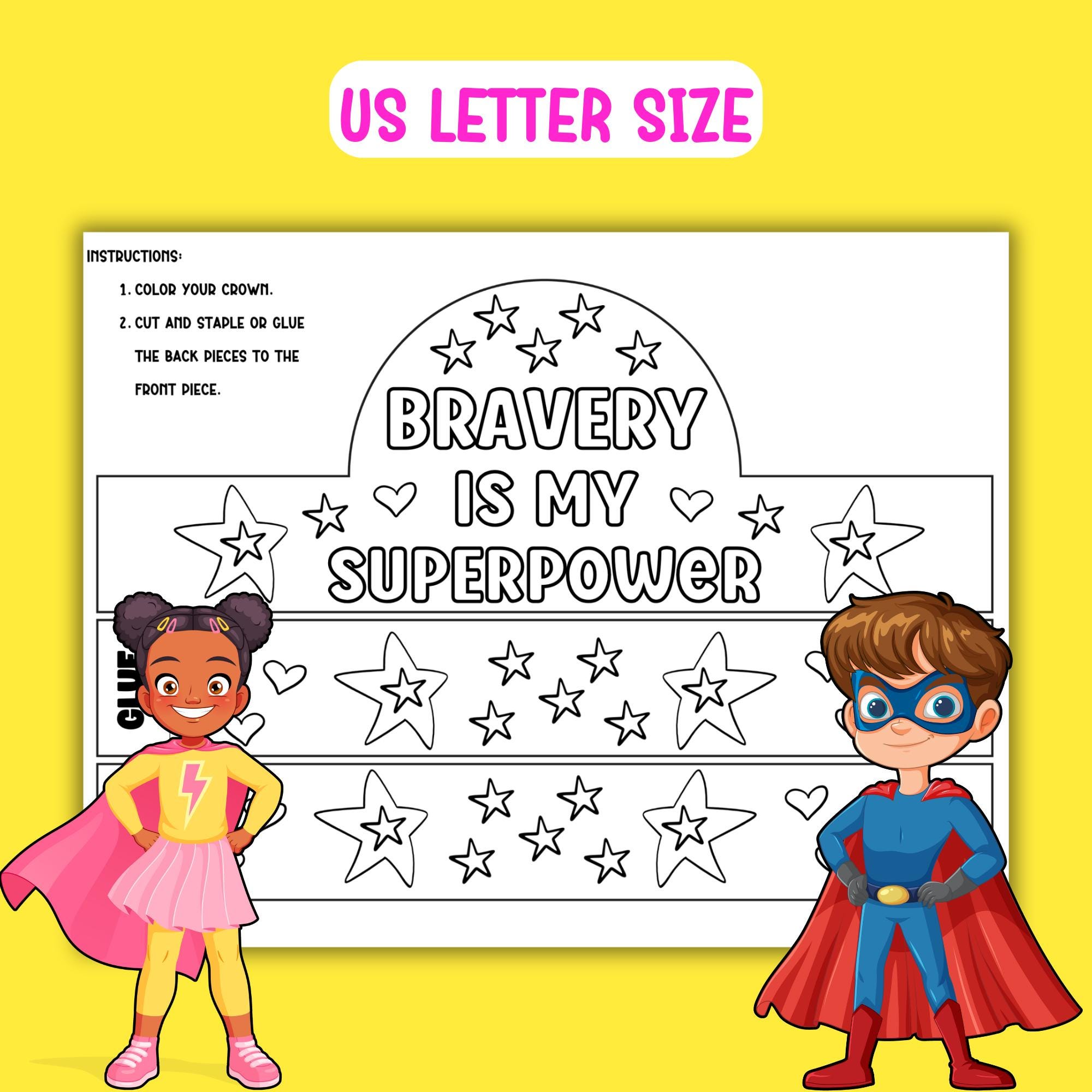 Bravery is My Superpower Coloring Page Craft for Kids, World Kindness ...