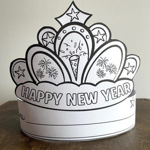 Happy New Year 2026 Crown, New Years Party Paper Crown Craft, Paper Hat ...