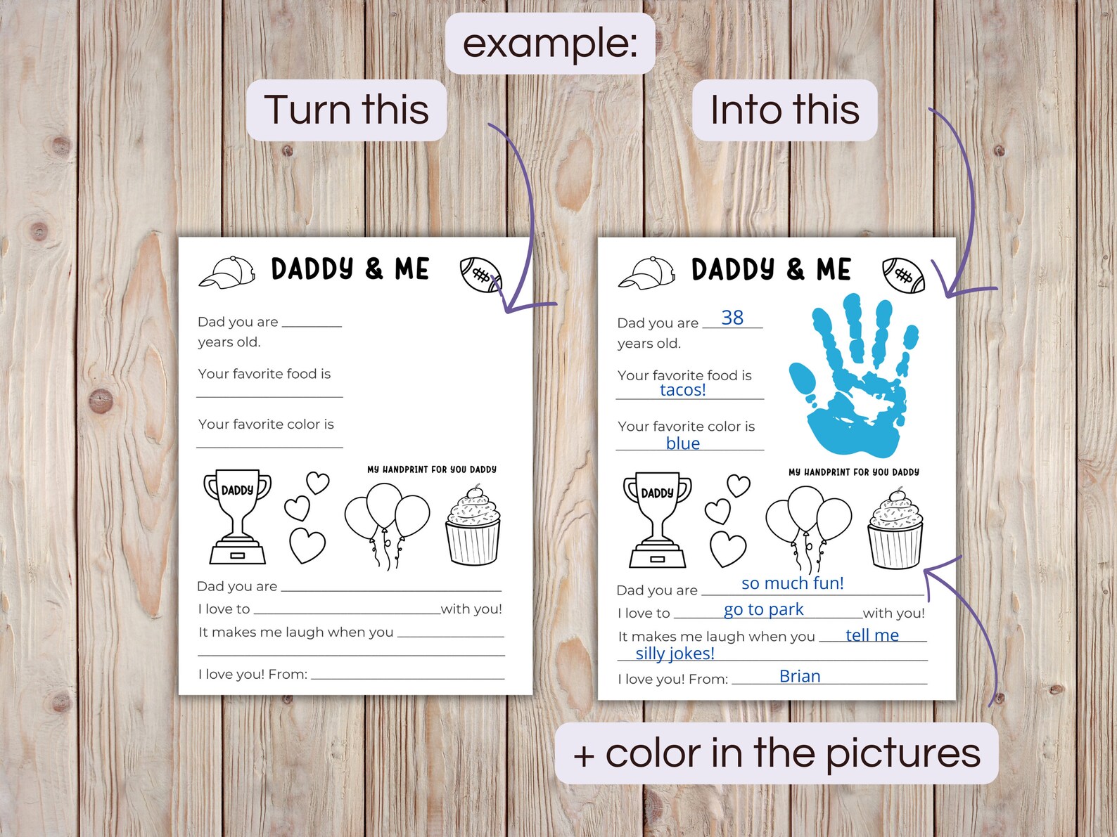 Father's Day Handprint Craft Printable Art Bundle Happy Fathers Day ...