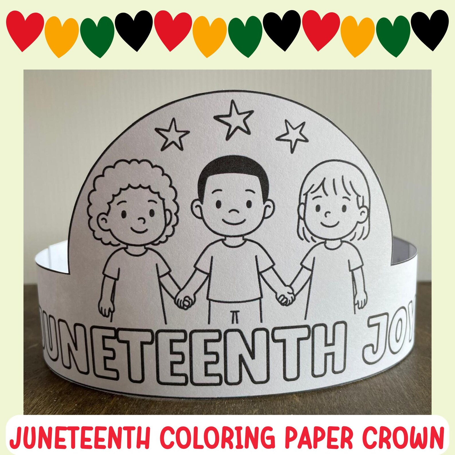 Juneteenth Coloring Crown Paper Craft Activity for Kids, Juneteenth ...
