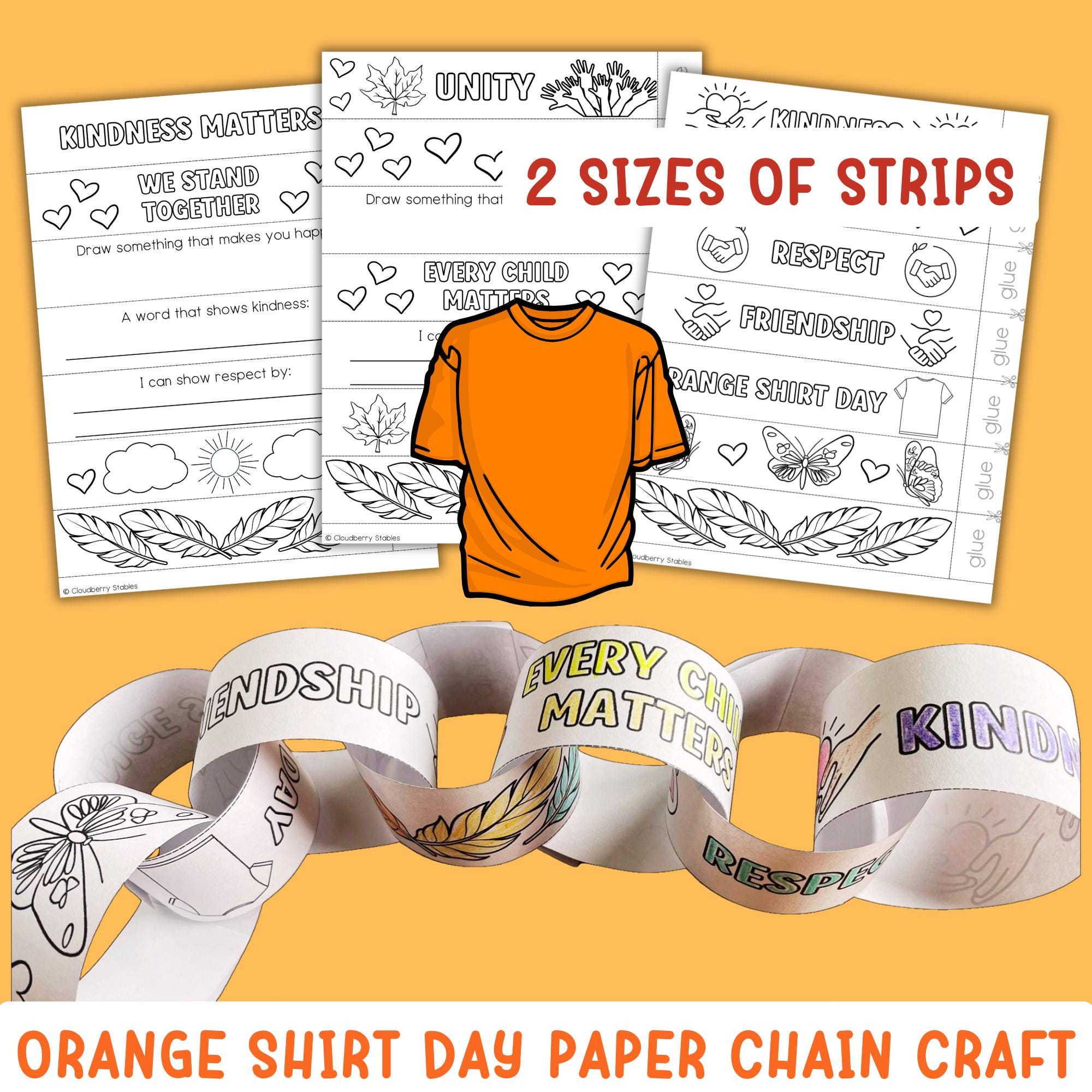 Orange Shirt Day Coloring Paper Chain for Kids, Kindness Classroom ...