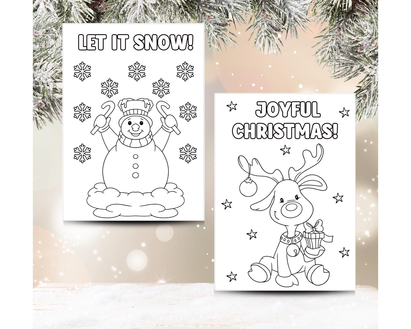 Christmas Coloring Cards for Kids Winter Holiday Coloring Cards ...