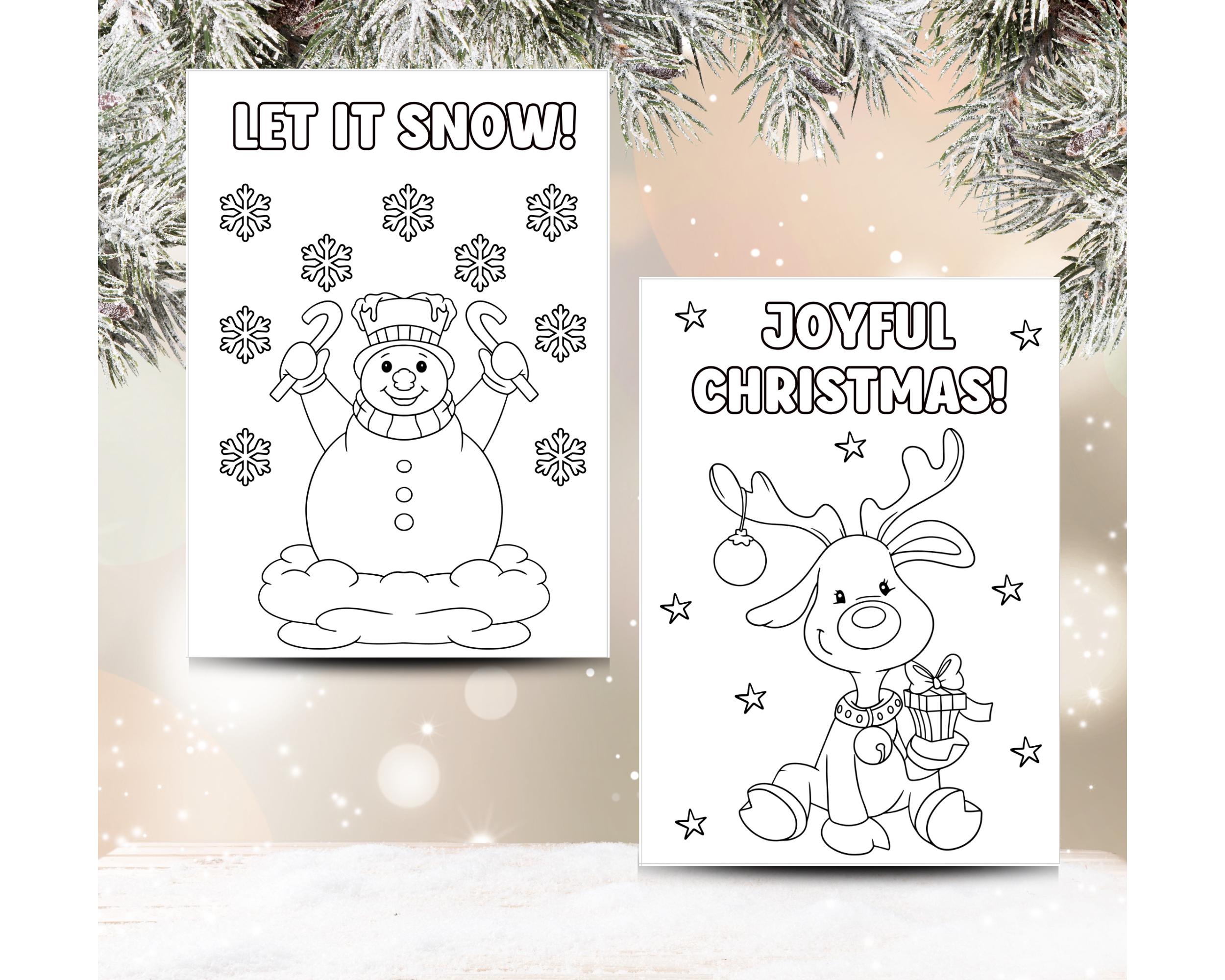 Christmas Coloring Cards for Kids Winter Holiday Coloring Cards ...