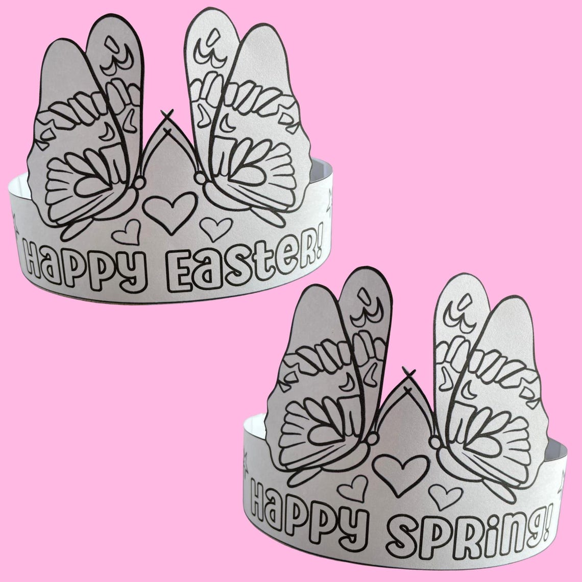 Easter Paper Crowns Craft, Happy Easter Butterfly Coloring Crown ...