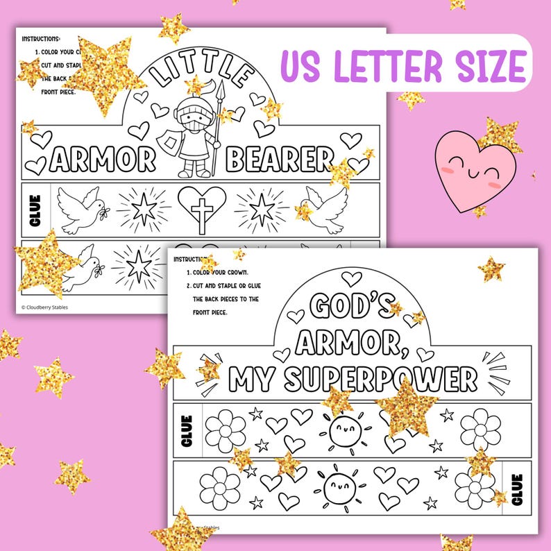 Armor of God Coloring Page Paper Crown Craft Activity Sunday School ...