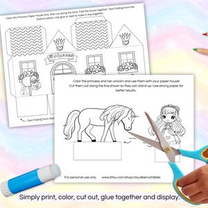 Princess Paper House Craft Set Printable Princess Coloring Pages Paper ...