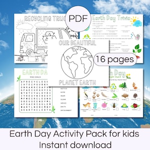 Earth Day Activity Pack for Kids Printable Earth Day Coloring Zero ...