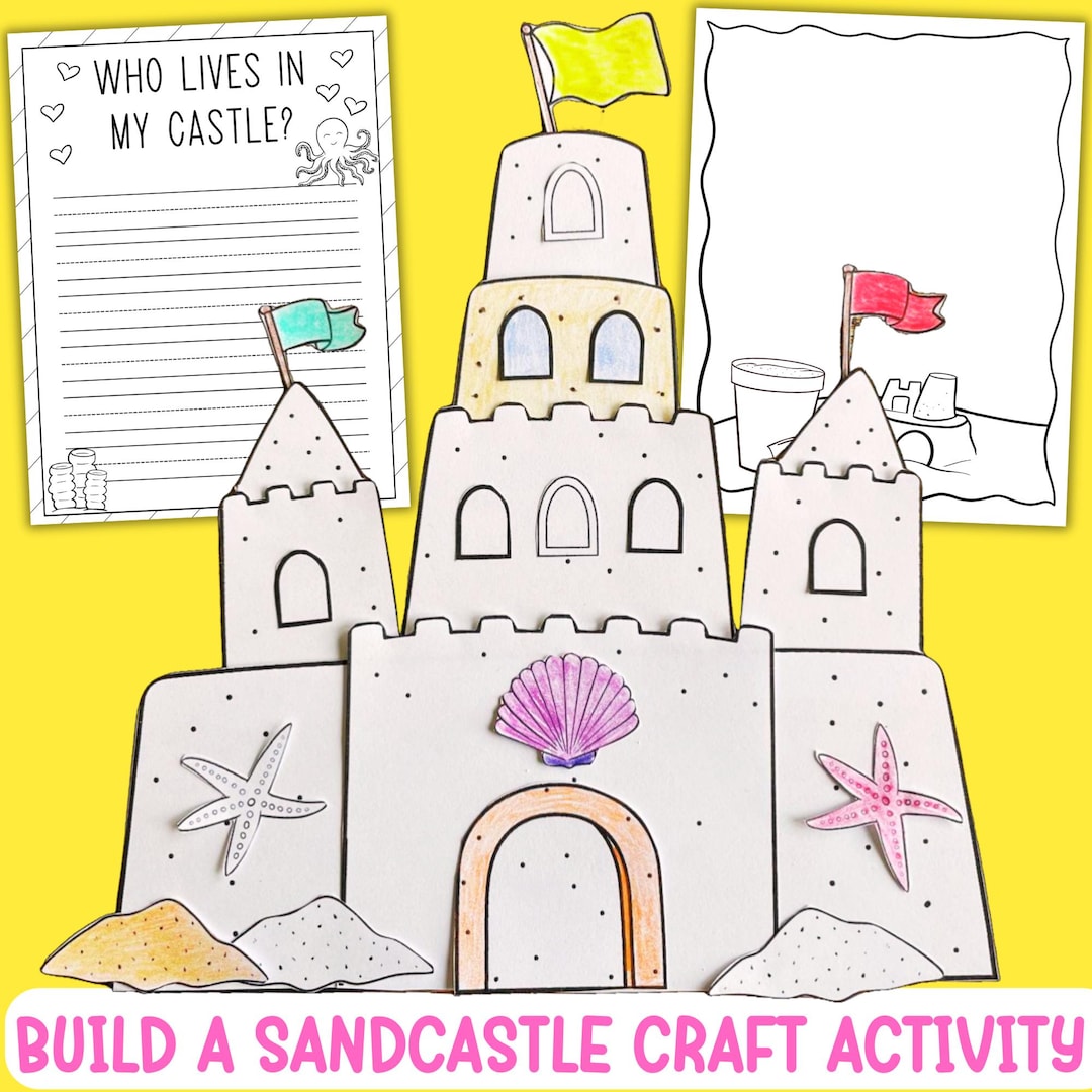 Build a Sandcastle Craft Activity for Kids, Cut & Paste Build a Craft ...