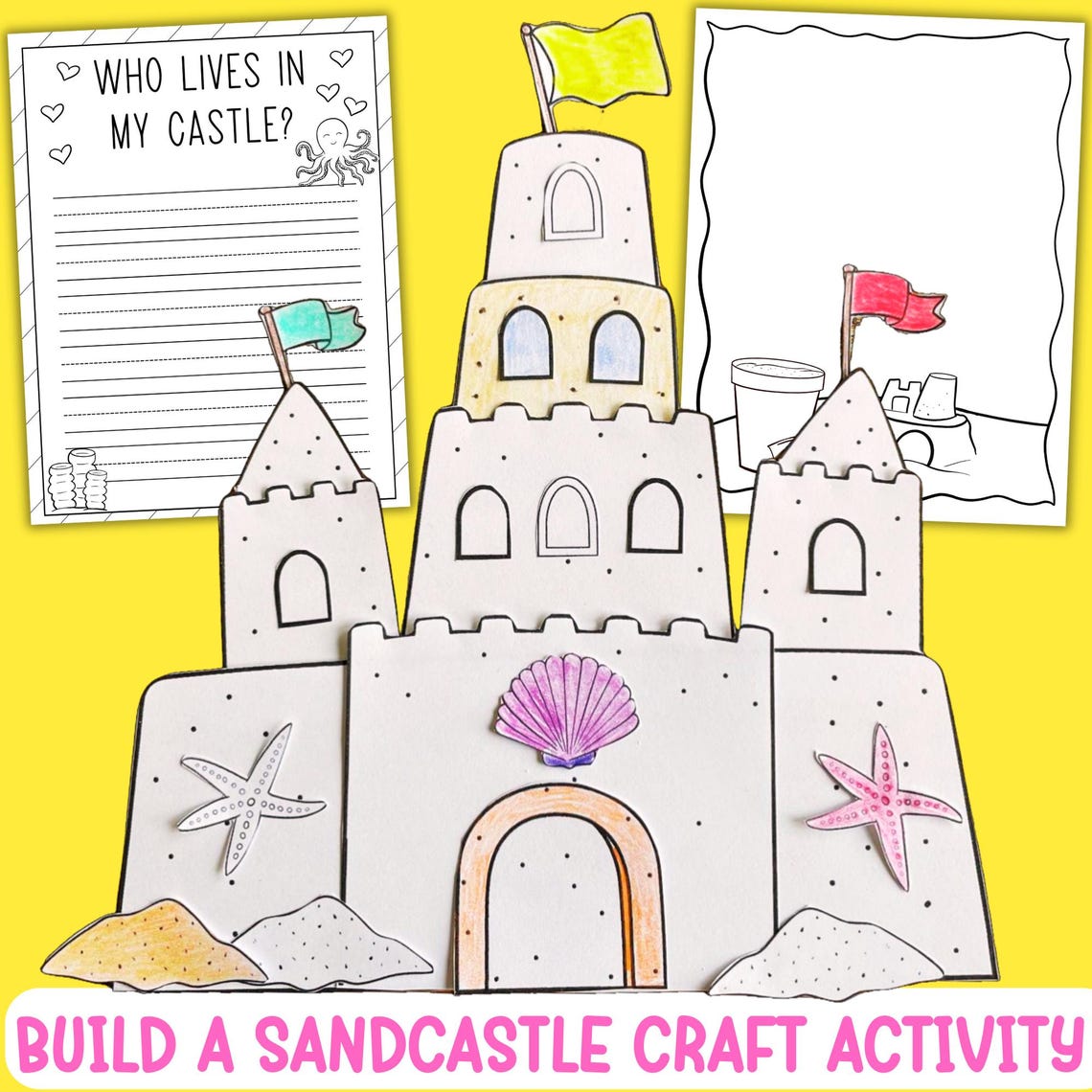 Build a Sandcastle Craft Activity for Kids, Cut & Paste Build a Craft ...