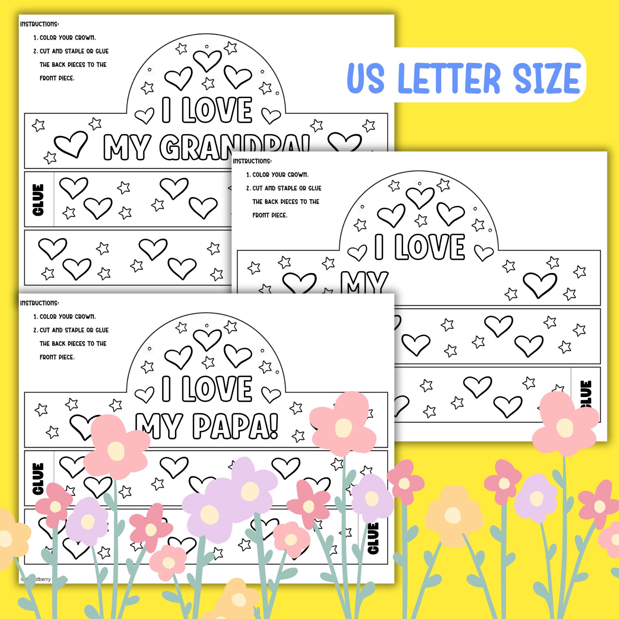 Grandparents Day Crown Coloring Craft Activity, Father's Day Grandpa ...